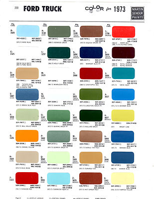 1971 1972 1973 FORD BRONCO VAN PICKUP & DODGE TRUCK PAINT CHIPS 73 ...