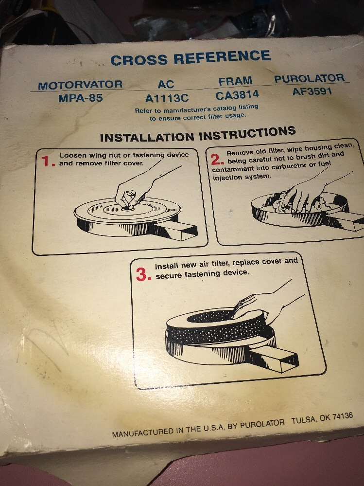 Motorvator Mpa-85 Air Filter | eBay