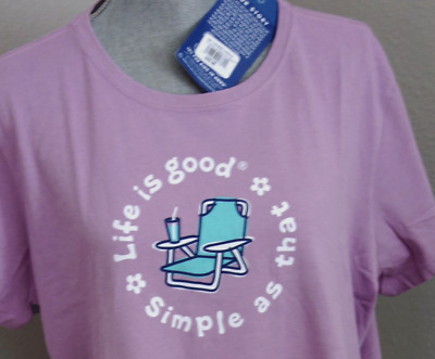 LIFE IS GOOD Women's XL CRUSHER Crew Neck BEACH Simple as that S/S Tee ...