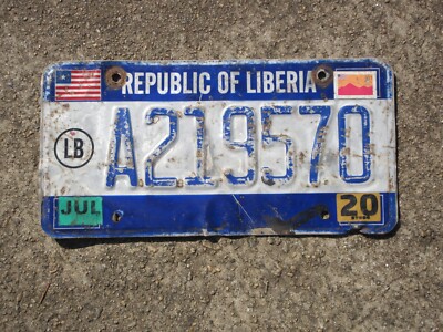 Republic of Liberia Africa License Plate A219570 Atlantic Coast West ...