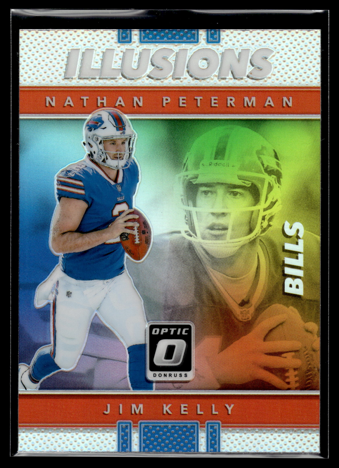 Jim Kelly / Nathan Peterman 2017 Donruss Optic Illusions Prizm Holo ...