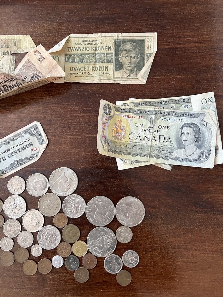 Foreign And. US Currency mixed lot Coins And Paper Money WW2 | eBay