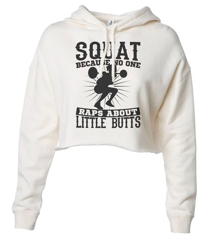 Funny Workout Crop Top Hoodie - Gym Training Music Hip Hop Squat Shirt ...