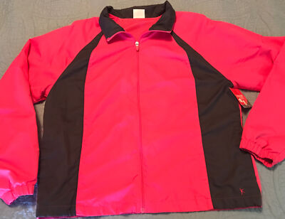 Danskin Now Windbreaker Track Jacket Pink Gray Full Zip Womens Sz XL 16 ...