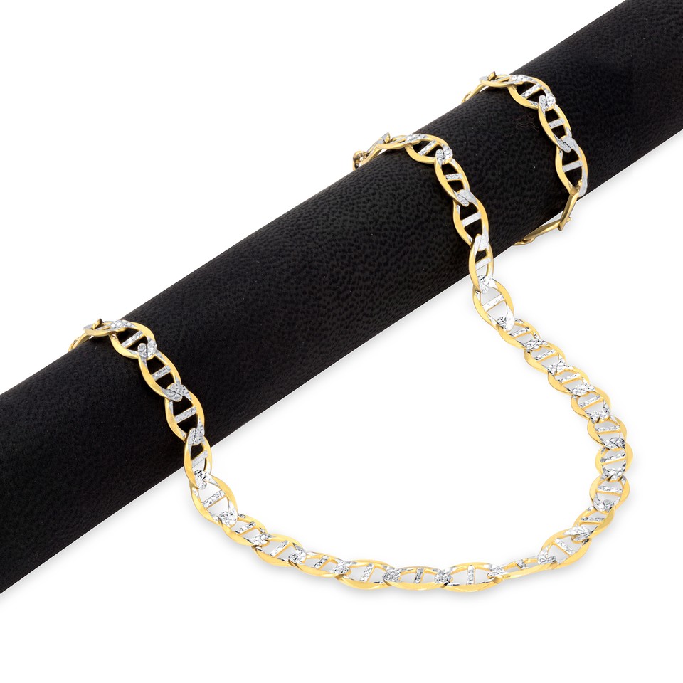 10K Yellow Gold Solid 6mm Pave Diamond Cut Mariner Anchor Chain ...