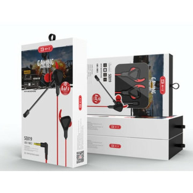 BYZ SE819 In-ear Gaming Headphones With Dual Mic Wired Earbuds Red ...