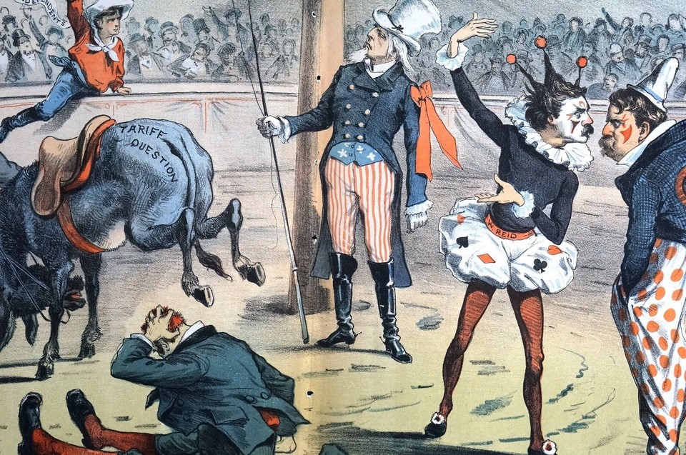 Uncle Sam Circus Ringmaster TARIFF QUESTION 1883 CLOWNS REID WATTERSON ...