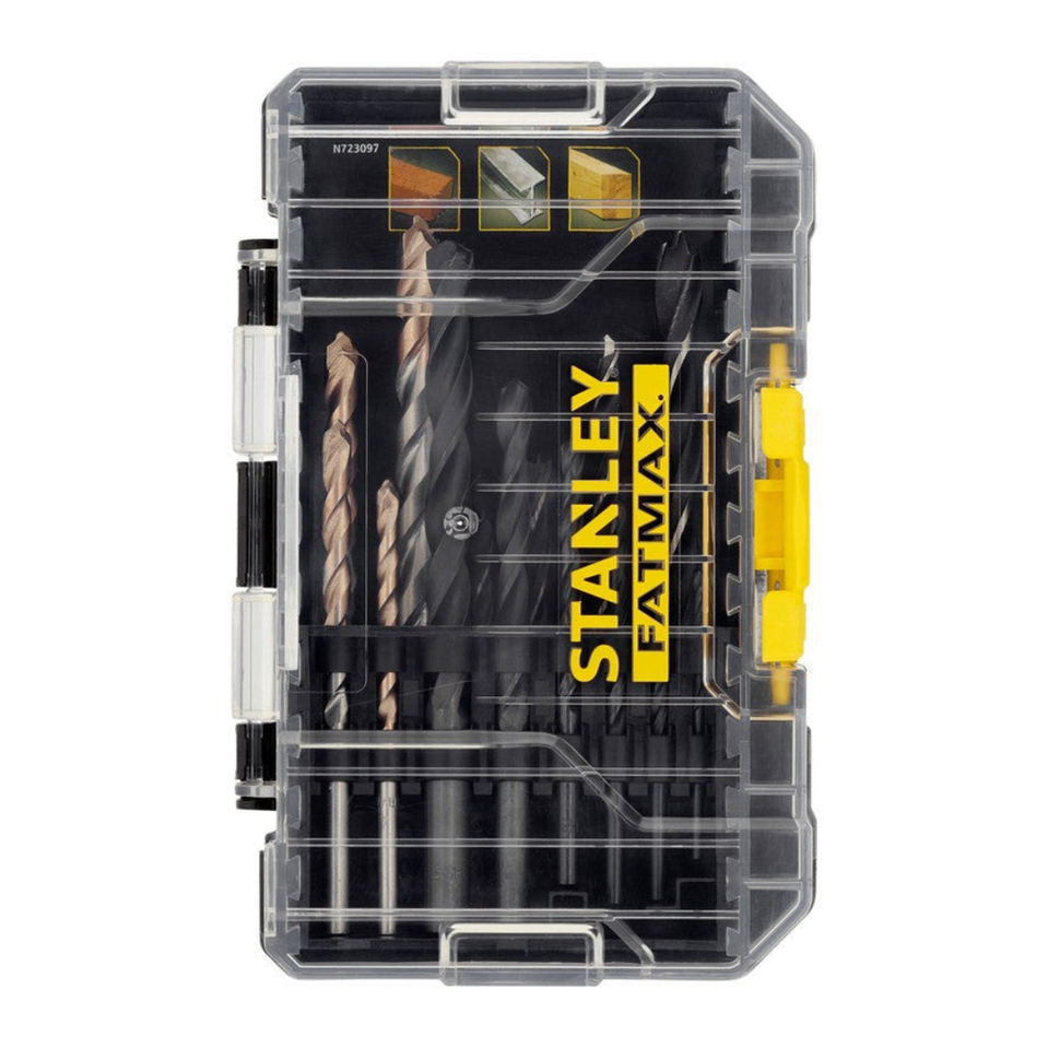 Stanley FatMax Mixed Drill Bit Set 14 Piece Metal Masonry & Wood ...