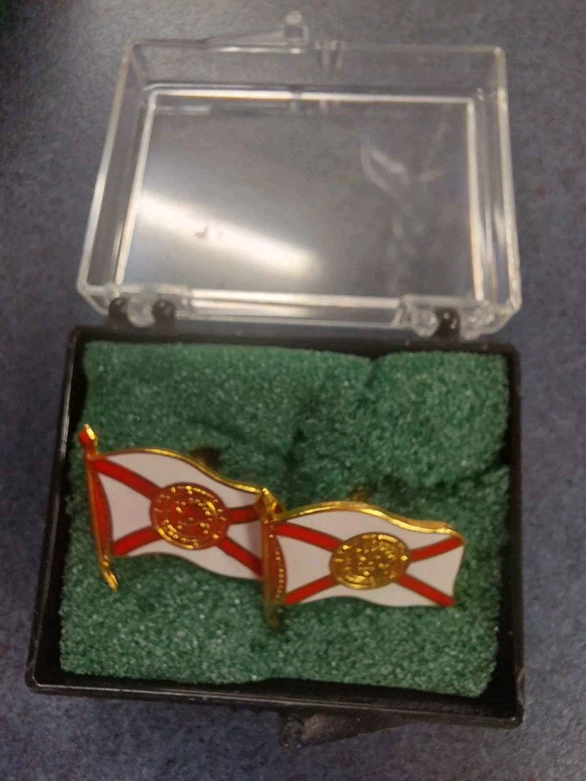 Vintage State of Florida Flag Cufflinks Goldtone w Enamel 1/2" x 3/4 ...