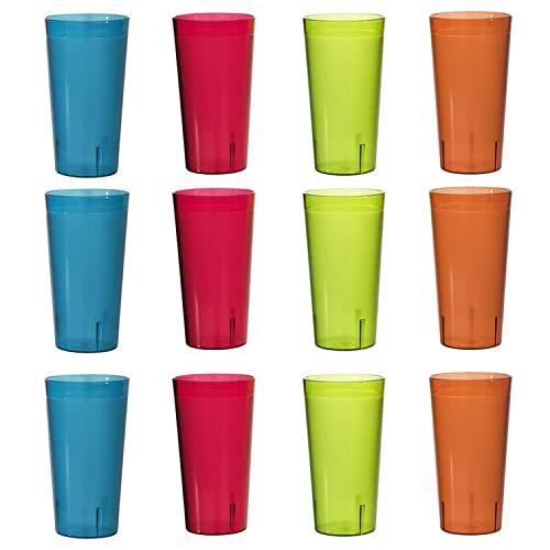 12 Pack 32oz Stackable Beverage Cups Break-Resistant Plastic Restaurant ...
