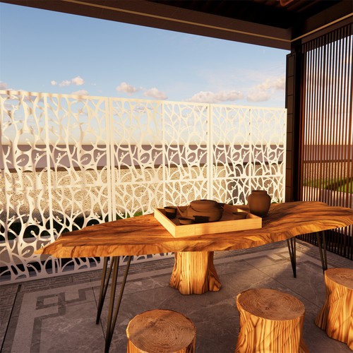 Metal Panels Decorative Divider Wind Outdoor Garden Privacy Dividers ...