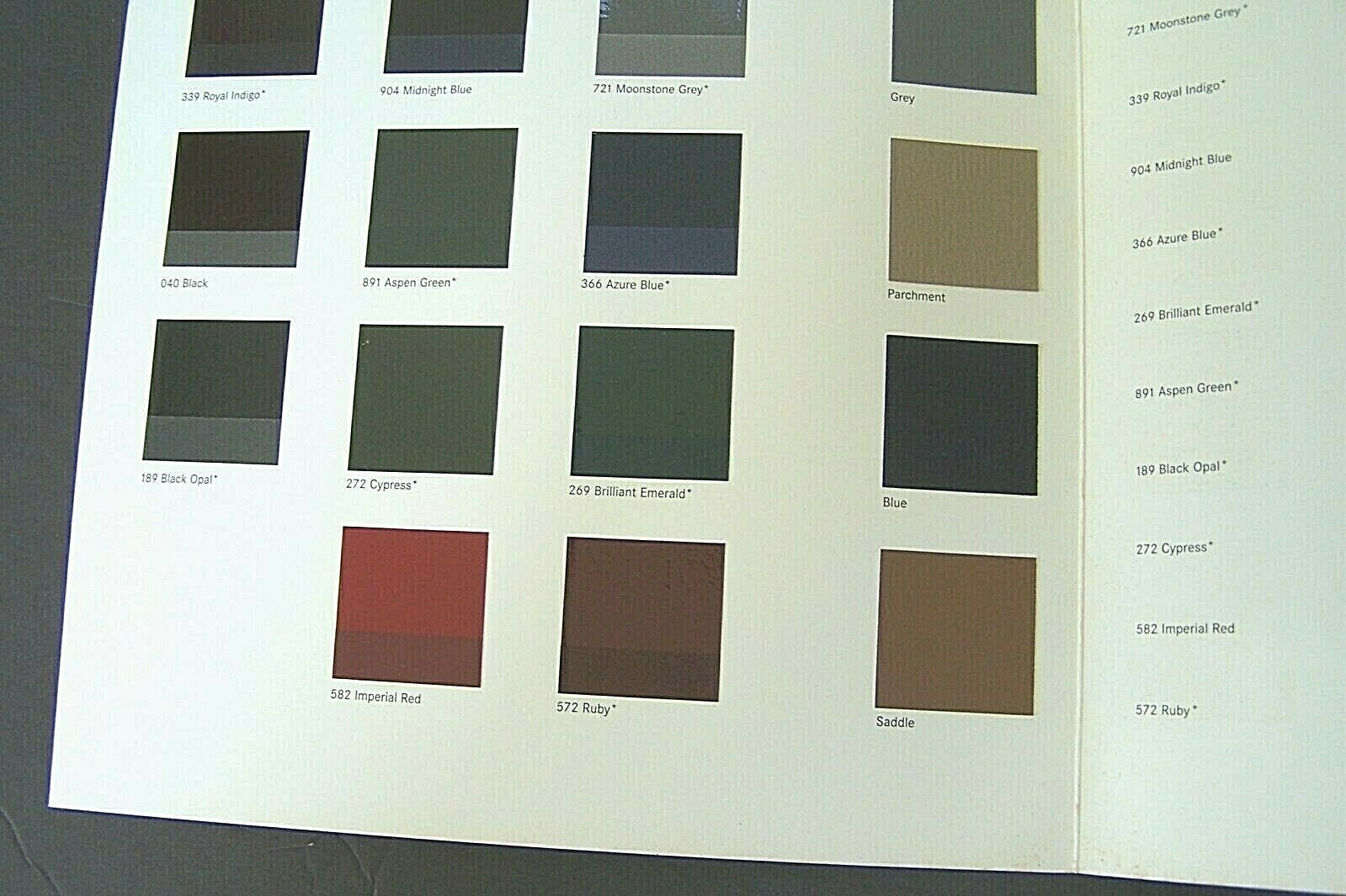 1997 Mercedes SL Owners sales brochure Paint color Chart s500 e new ...