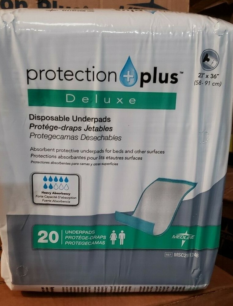 MSC281248 MEDLINE PROTECTION PLUS DELUXE DISPOSABLE UNDERPADS DISCREET ...