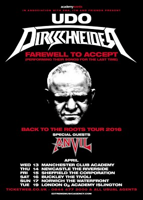 DIRKSCHNEIDER / ACCEPT / ANVIL "BACK TO ROOTS TOUR 2016" ENGLAND ...