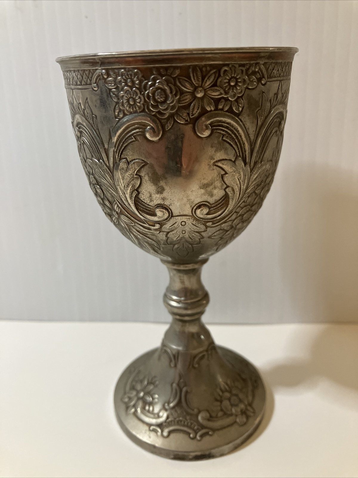 Vintage Corbell & Co Wine Goblet / Floral / Scroll - Silver Plated ...