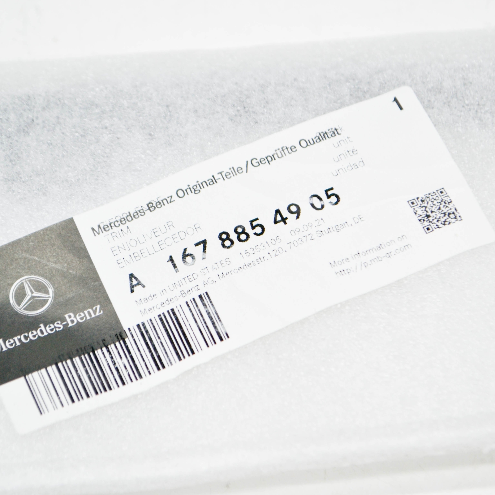 MERCEDES-BENZ GLE W167 Front Left Bumper Trim Molding A1678854905 NEW ...