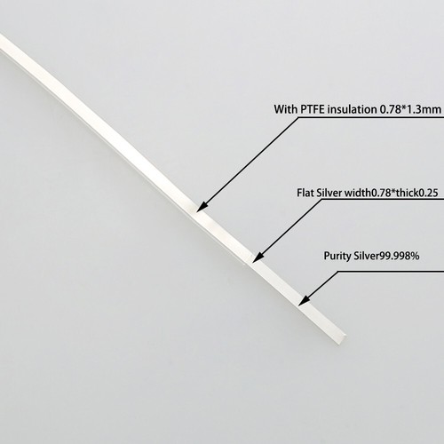 0.75*1.3mm 5N Pure Solid Silver Insulated Flat Bulk wire HiFi Audio ...