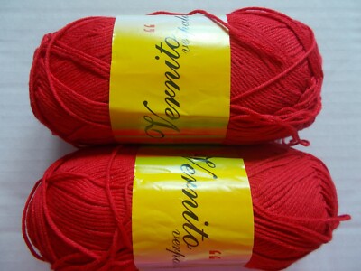 Vernito cotton blend yarn, red, lot of 2 (308 yds each) | eBay