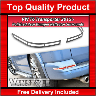 FITS VW T6 TRANSPORTER 15> TAILGATE CHROME REAR BUMPER REFLECTOR ...