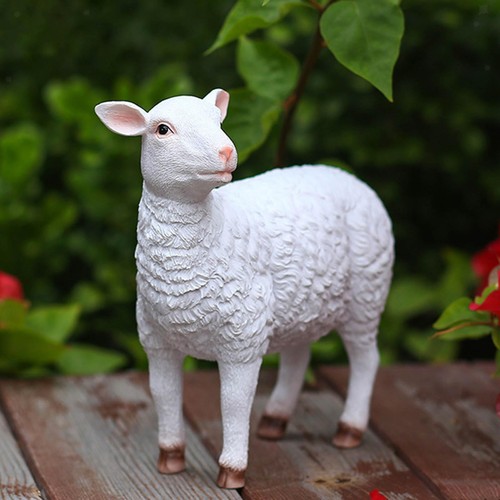 Standing Lamb Figurines Sculptures Sheep Garden Statue for Arrangement ...
