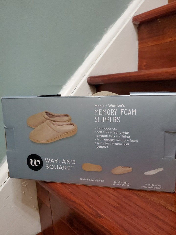 Wayland Square Slippers Womens 7/8 Mens 6/7 Unisex Brown Memory Foam ...