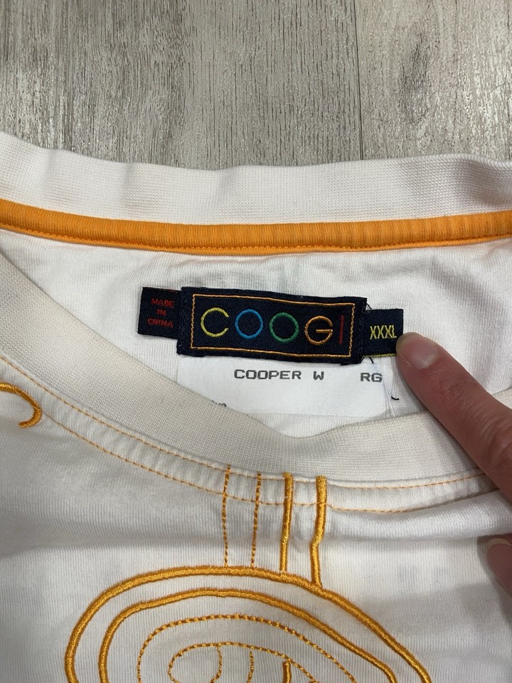 Coogi Mens 3XL Short Sleeve White T Shirt Embroidered Baggy Y2K Hip Hop ...