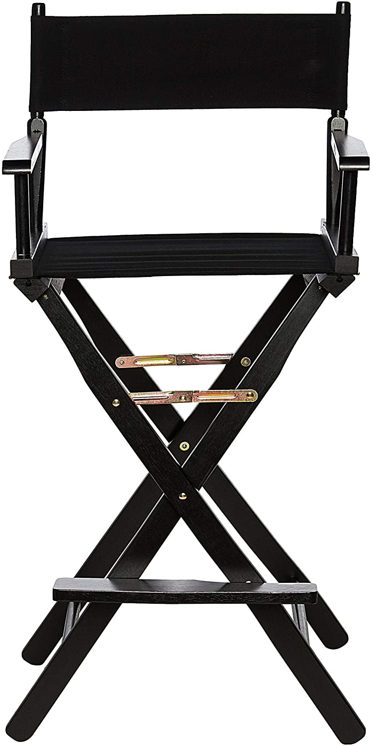 Wooden Directors Chair 30 Inch Bar Height Foldable Design Black Frame ...