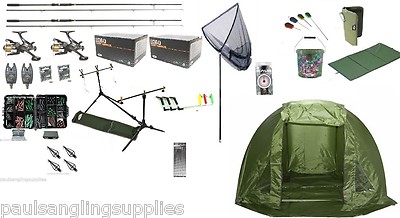 Full Carp Fishing Set Up Kit Rods Reels Alarms Tackle FULL KIT | eBay UK