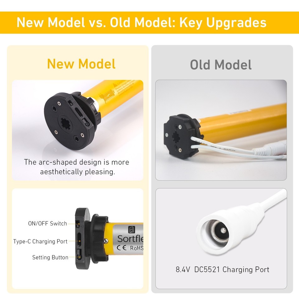 AM25 Roller Shade Moto Rechargeable Tubular Motor For 1.5" Tube Work ...