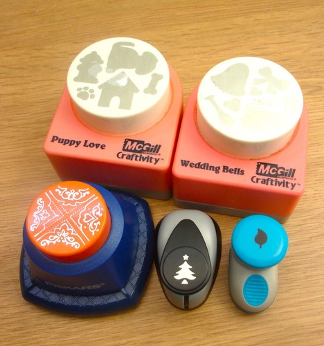 Paper punches job lot x5 - lightly used - wedding, dogs, Christmas tree ...