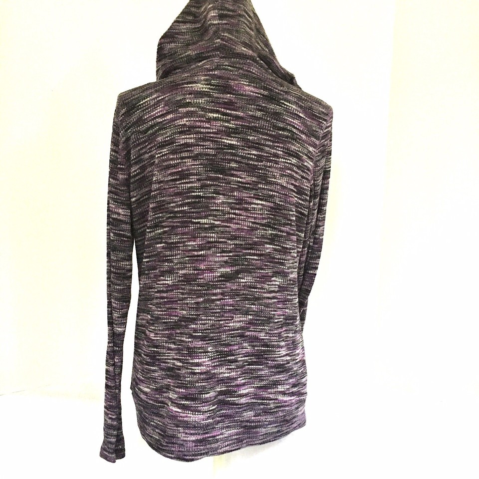 Made For Life Women's Purple Marbled Light Stretchy Jacket Hooded Full ...