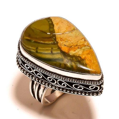 Jasper Cabochon Pear Gemstone Antique Handmade Oxidized Engraved Pear ...