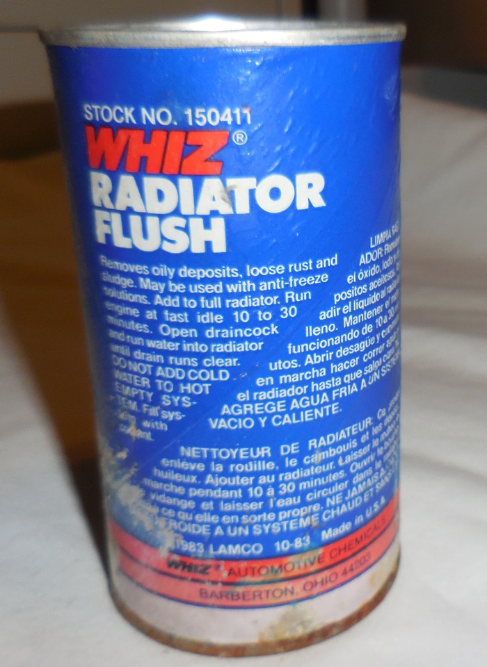 1 ad Whiz Radiator Flush Removes Harmful Deposits Empty Tin sealed VTG ...