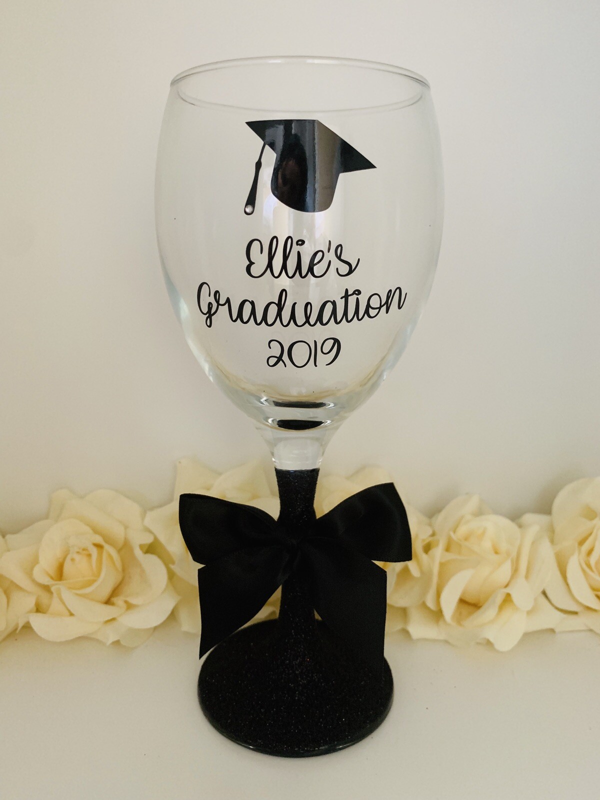 Personalised Glitter Graduation Glass - Any Name And Colour | eBay UK