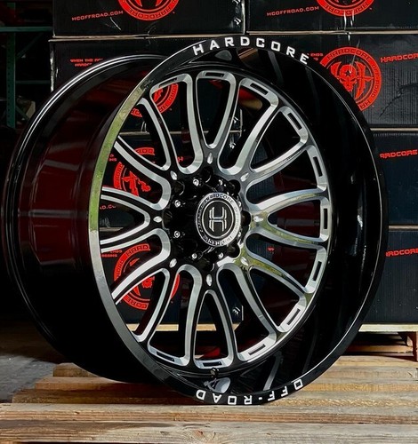 4 NEW 22x12 Hardcore HC101 Wheels -44 Black Milled 8x180 GMC CHEVY 2500 ...