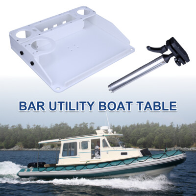 Utility Boat Table w/Rod Holder Mount Portable Boat Caddy Organizer ...
