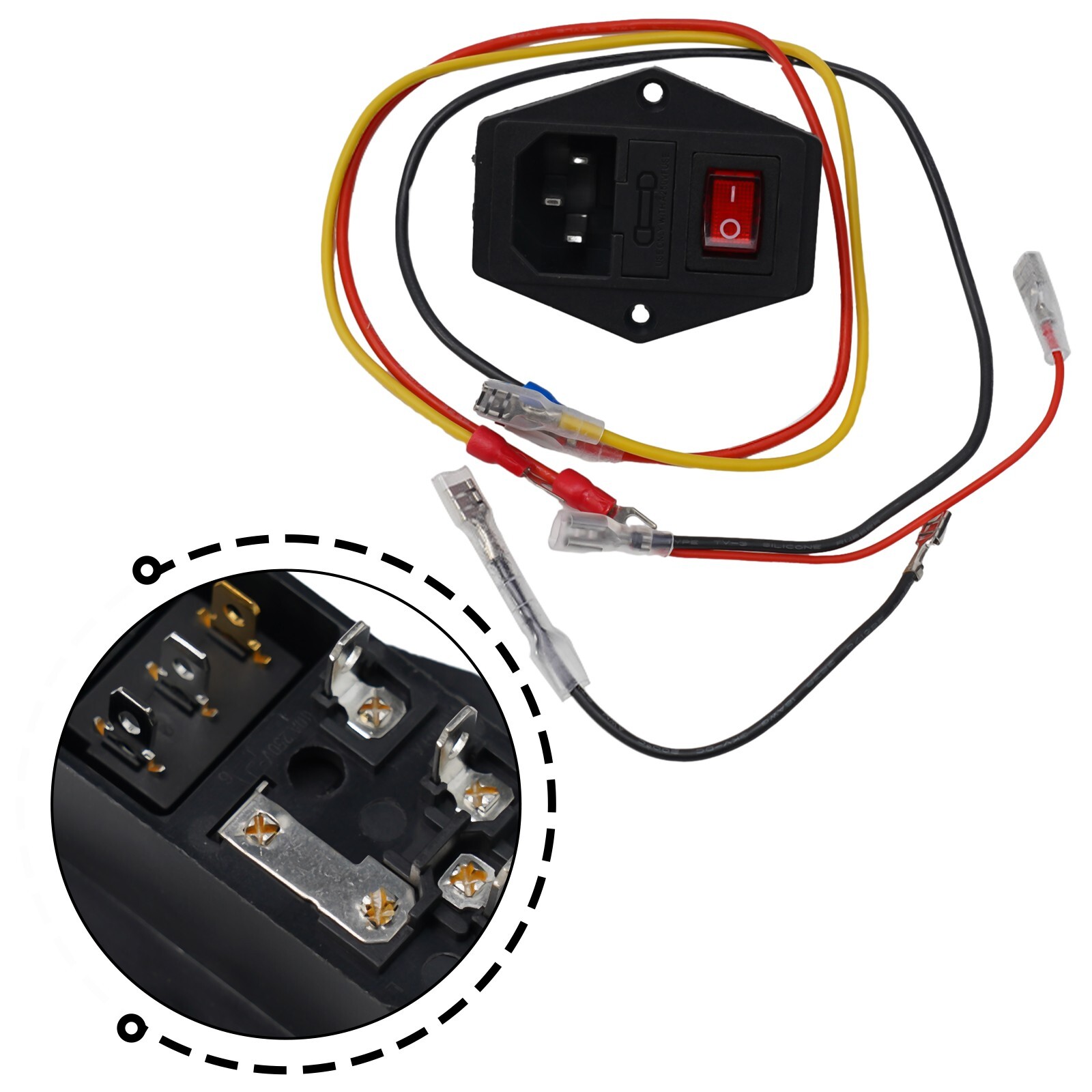 1PC Male AC Power Cord Inlet Plug Socket With Rocker Switch Fuse Holder ...