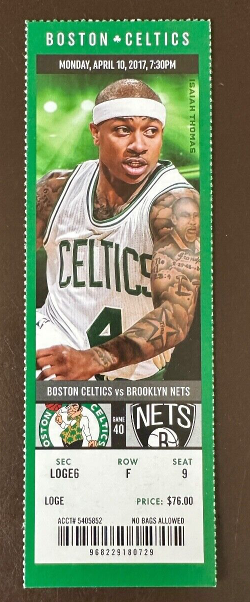 Boston Celtics 4/10/2017 NBA ticket stub vs Brooklyn Nets | eBay