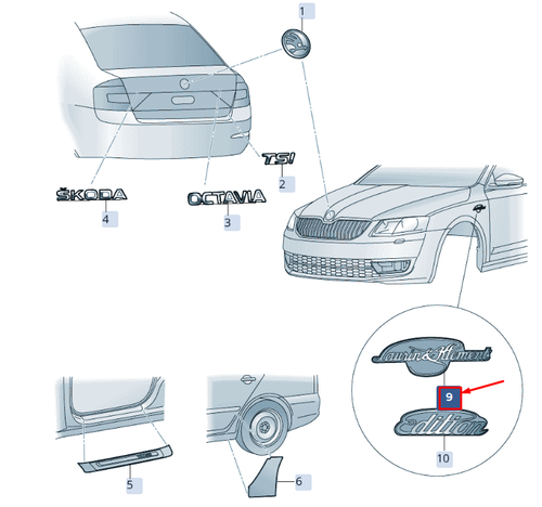 NEW SKODA OCTAVIA 5E MK3 FRONT FENDER LOGO EMBLEM 3T0853431A2ZZ | eBay