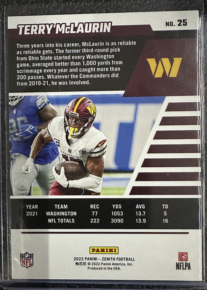 2022 zenith Terry Mclaurin red zone #25 | eBay