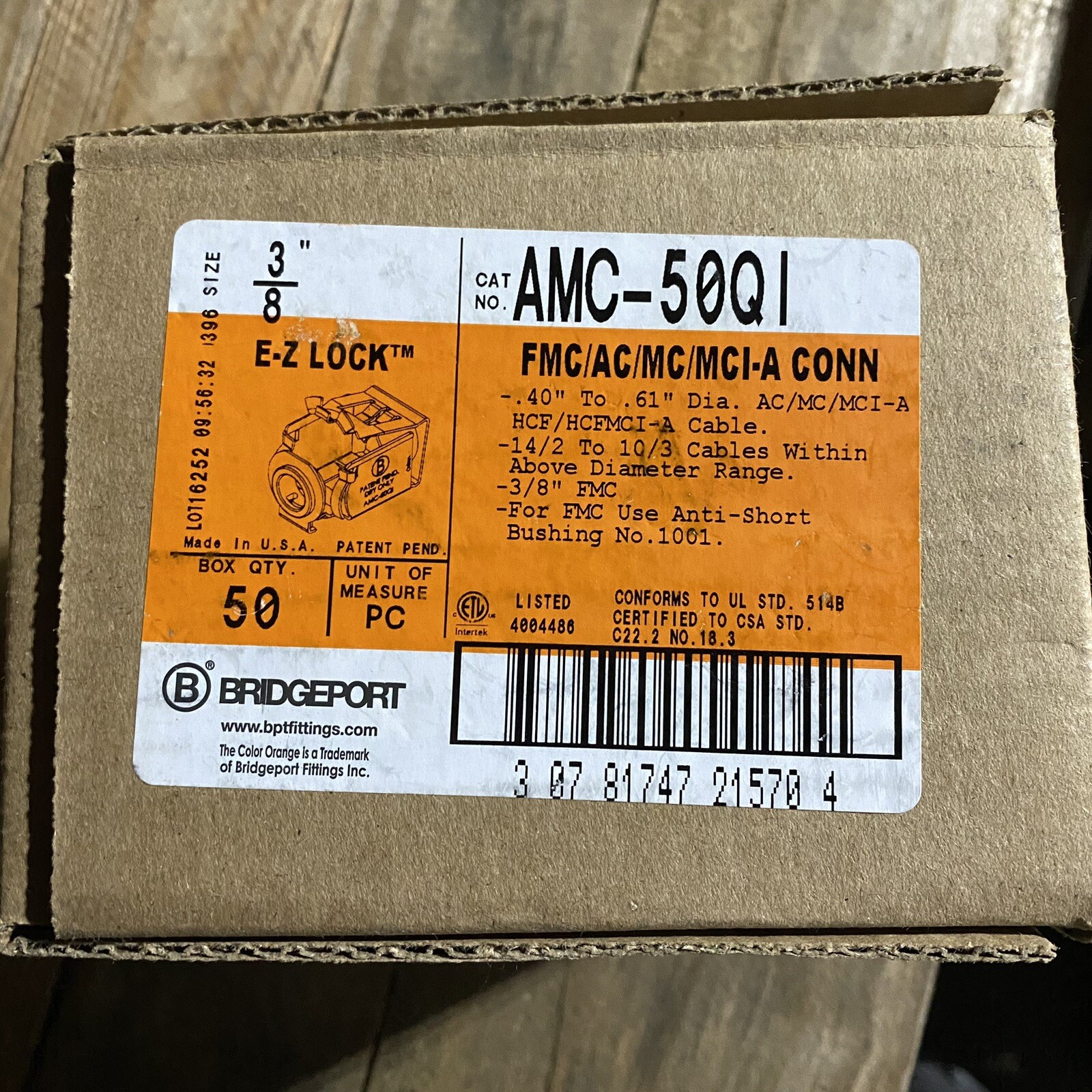 NOS Bridgeport 3/8" E-Z Lock FMC AC MCI-A Conn (LOT OF 50 Box) | eBay