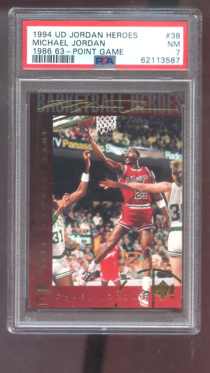 1994-95 Upper Deck Heroes 1986 63-Point Game 38 Michael Jordan PSA ...