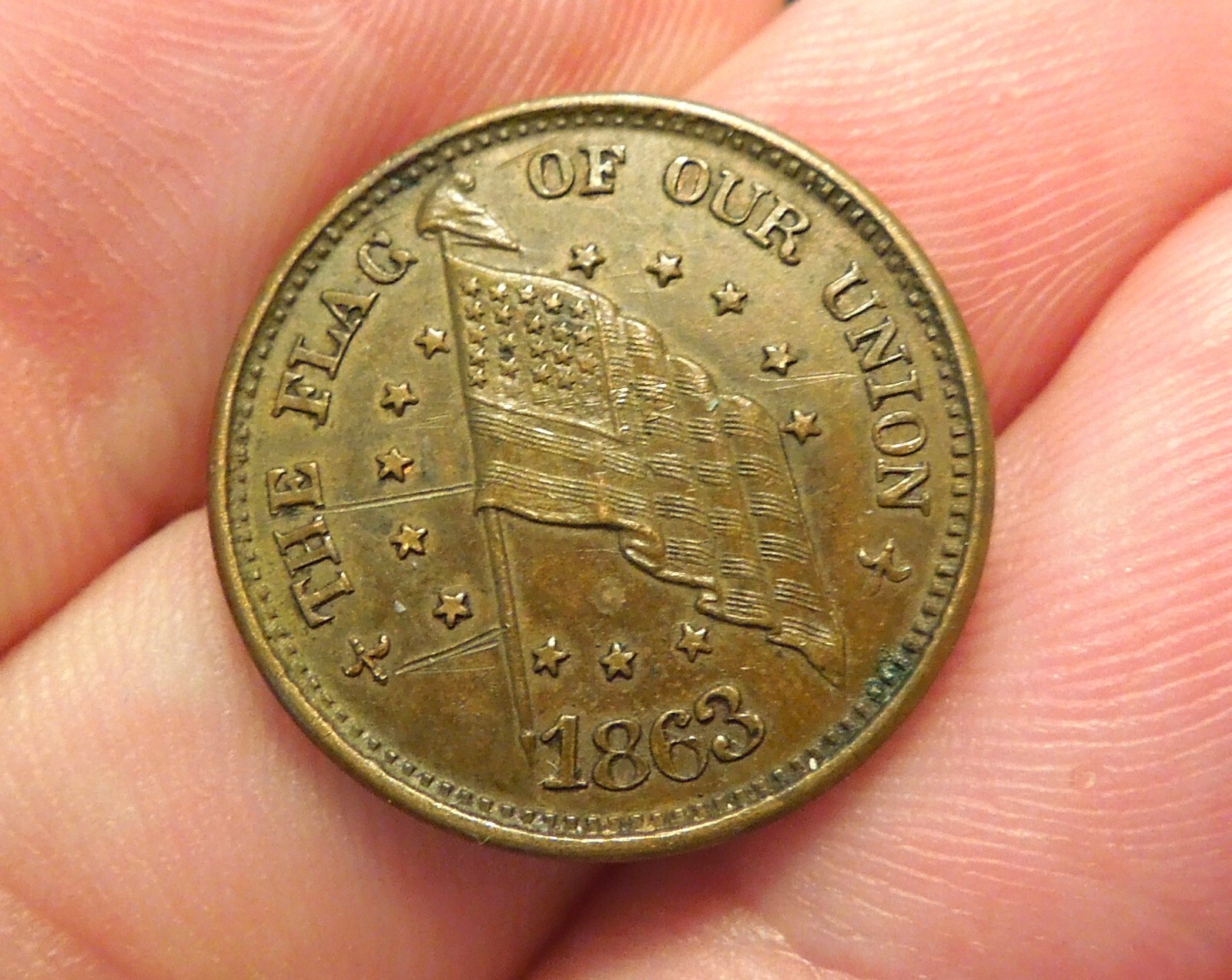 1863 The Flag of our Union "ARMY & NAVY" Civil War Token .High Grade ...