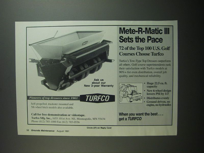 1991 Turfco Mete-R-Matic III Dressers Ad - Sets the Pace | eBay UK