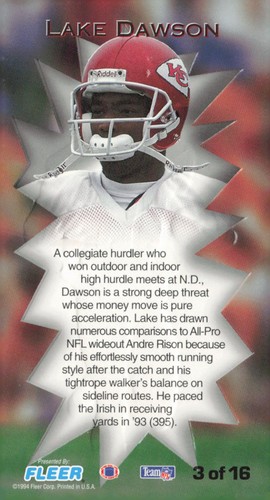 1994 GameDay #3 Lake Dawson Rookie Standouts | eBay