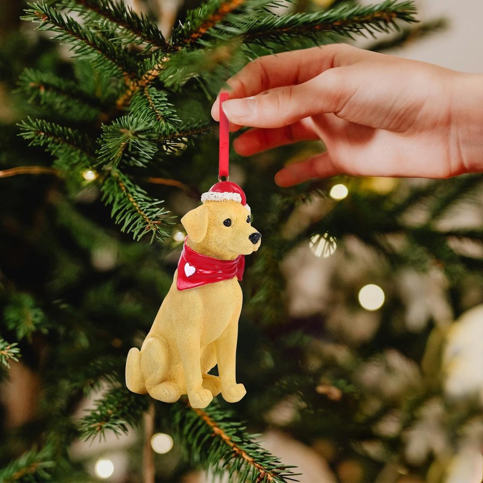 Yellow Labrador Retriever Christmas Ornament Holiday Dog Resin Figurine ...