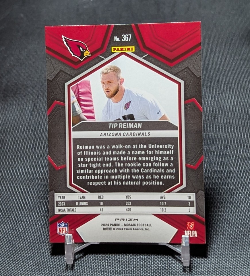 Tip Reiman Blue Reactive Prizm Rookie RC 2024 Mosaic Card #367 Arizona ...