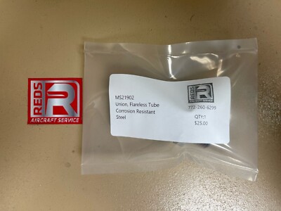 MS21902(Alt.- AS21902), Union, Flareless Tube, Corr. Res Steel, New ...