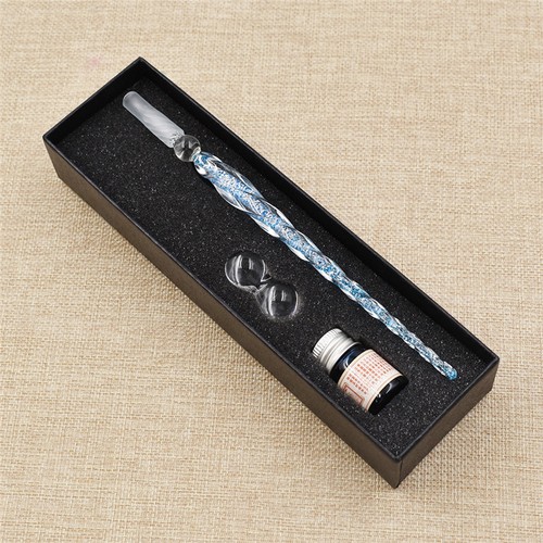 Glass Dip Pen Gift Box Set Art Craft Random Color Ink Pen Stand Chic ...