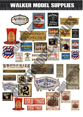 1/35 Scale Pre-Cut WW2 American building advertisement posters / signs ...
